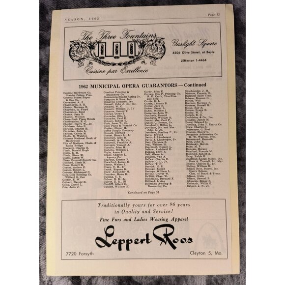 Art | Vintage 1962 St Louis Muny Opera Program Featuring St Louis ...